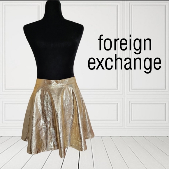 Foreign Exchange | Skirts | Foreign Exchange Gold Skater Skirt | Poshmark